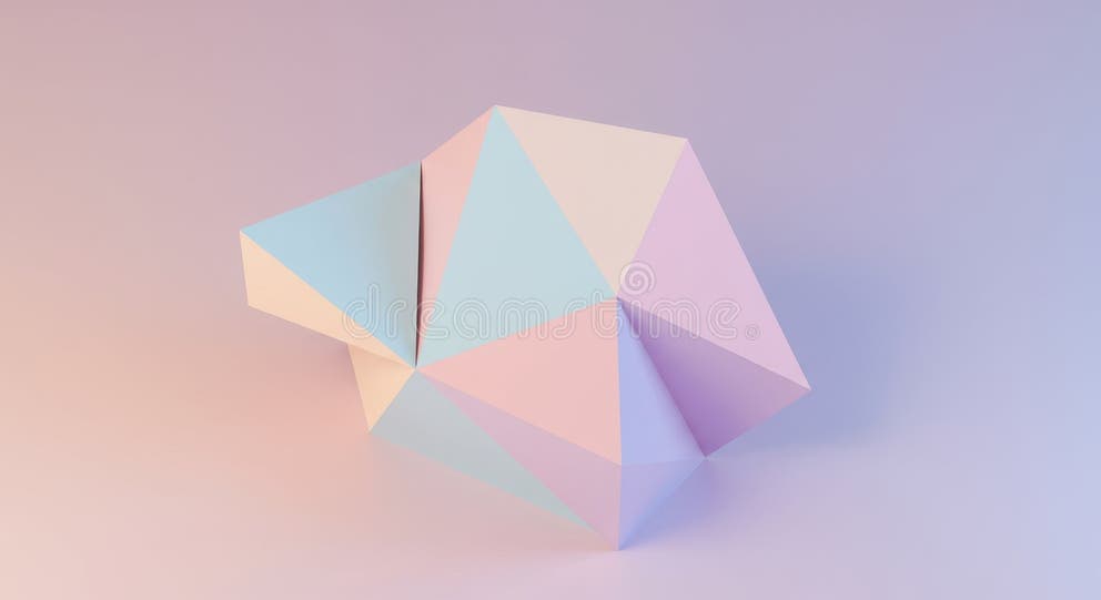 Geometric Pastel Polygon Sculpture on Soft Gradient Background Stock ...