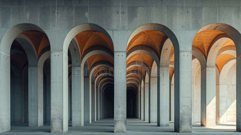 A Geometric Pattern of Arches and Pillars, Reminiscent of a Modernist ...