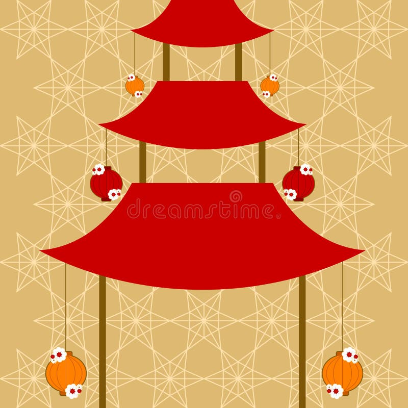 Geometric Pattern Background with Japanese Temple Stock Vector ...