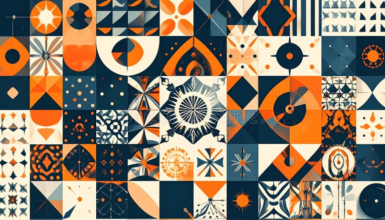 Geometric Pattern Background: Orange and Blue Modern Design Stock Image ...