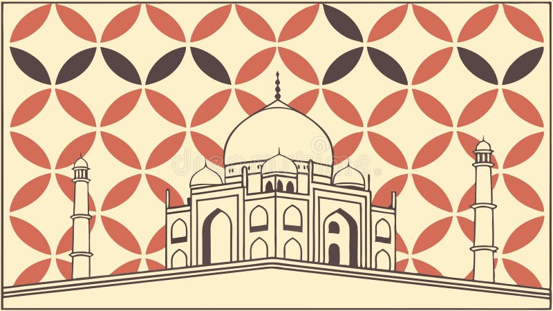 Geometric Pattern Background with Taj Mahal Illustration Vector Design ...