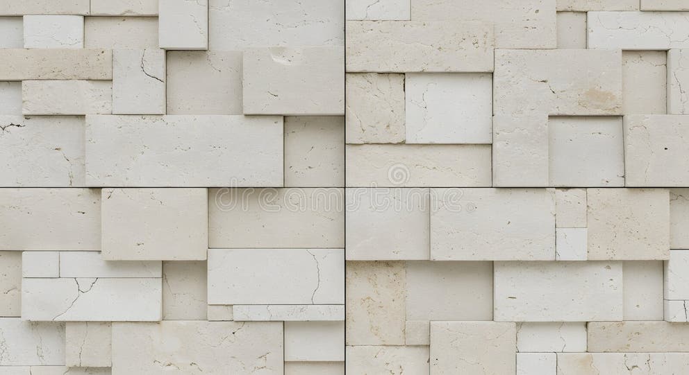 Geometric Pattern of Beige Stone Blocks Creates a Textured and Modern ...