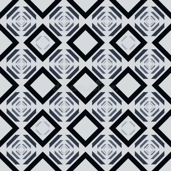 Geometric Pattern with Black Diamonds and Gray Concentric Squares ...