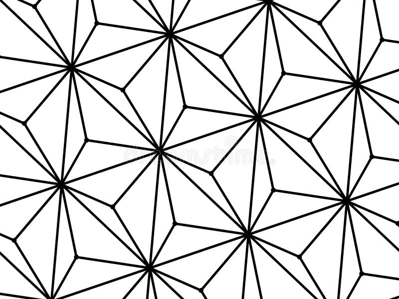 Geometric Pattern, Black Outline Illustration Over White Stock ...