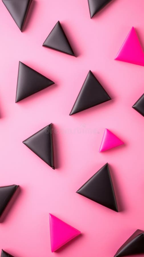 Geometric Pattern with Black and Pink Triangles on Pastel Pink ...