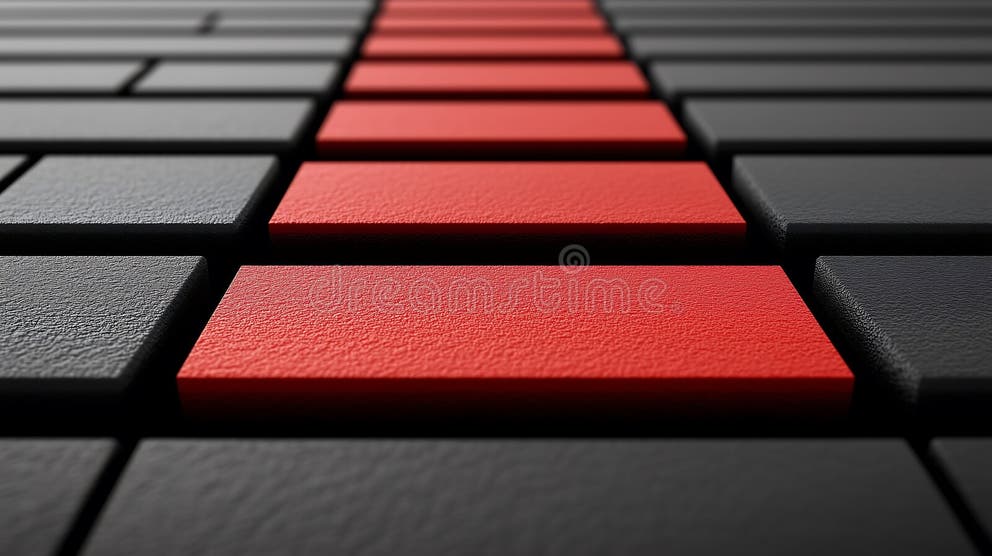Geometric Pattern with Black and Red Tiles Stock Illustration ...