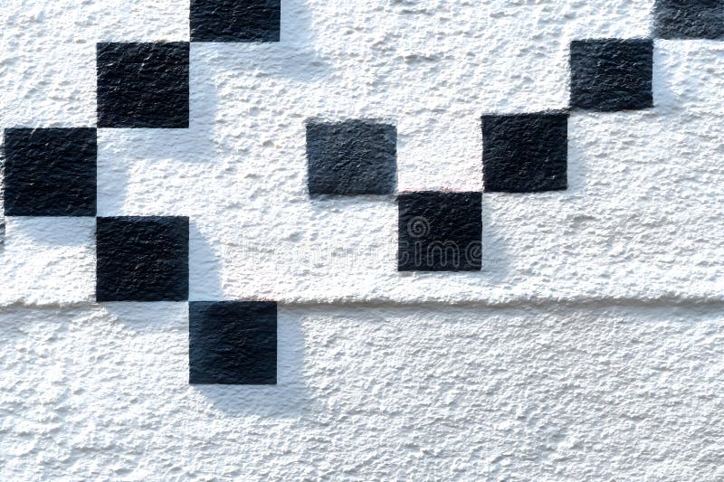 Geometric Pattern of Black Squares Painted on a Rough White Textured ...