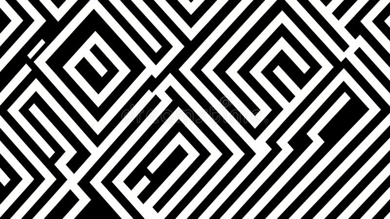 A Geometric Pattern of Black and White Lines Forming a Maze-like ...