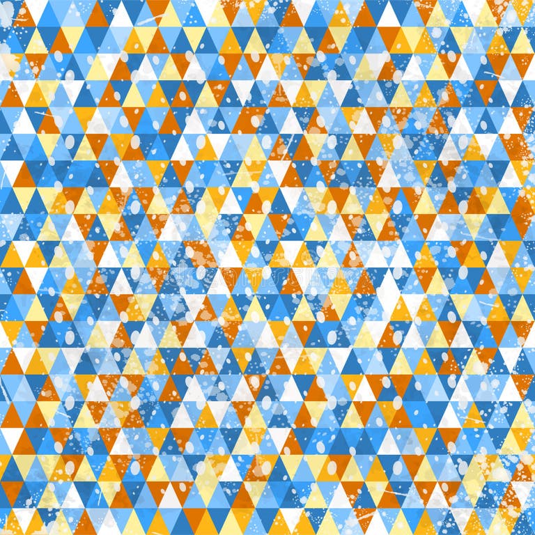 Geometric Pattern in Blue and Orange with Vintage Texture Stock Vector ...
