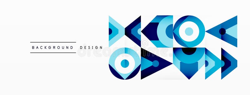 Geometric Pattern Blue Triangles, Arrows on White Background Stock ...