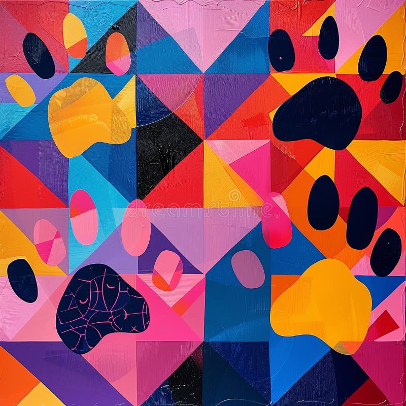 Geometric Pattern Cat Paw Foot Print Stock Image - Image of animal ...