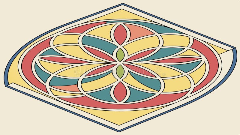 Geometric Pattern with Central Floral Arrangement Illustration Vector ...