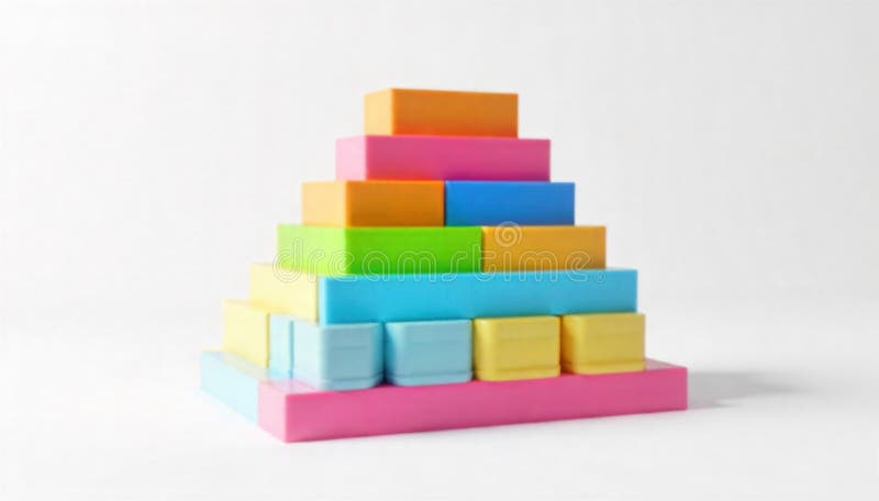 Geometric Pattern of Colorful Building Blocks Stacked Neatly, Representing Growth, Construction ...