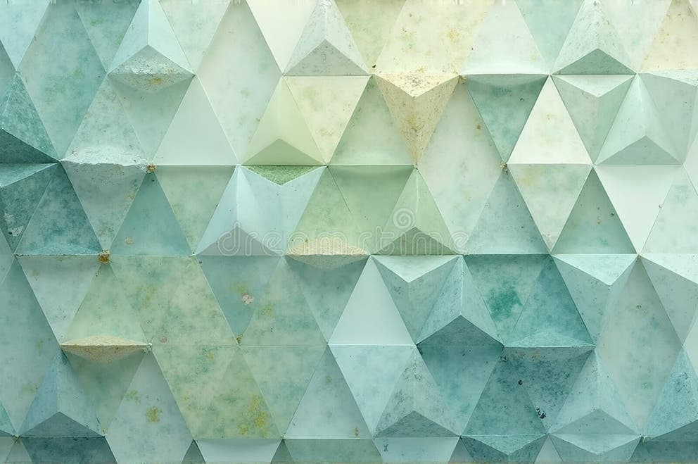 Geometric Pattern with 3d Triangle Shapes in Green and Blue Tones Stock ...