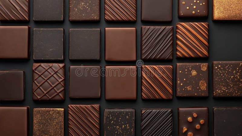 Geometric Pattern of Dark Chocolate Squares Arranged in Perfect Grid ...