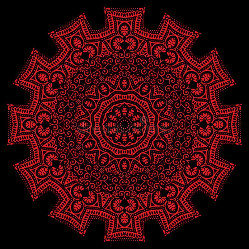 Geometric Pattern Design Red Mandala Stock Vector - Illustration of ...