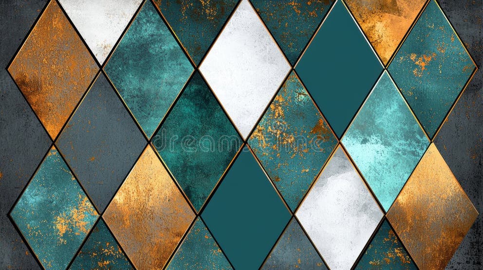 A Geometric Pattern of Diamonds in Various Colors and Textures. Stock ...