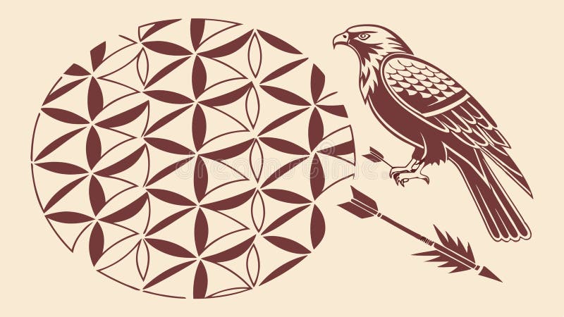 Geometric Pattern Eagle Hawk Line Art Illustration Generative AI Stock ...