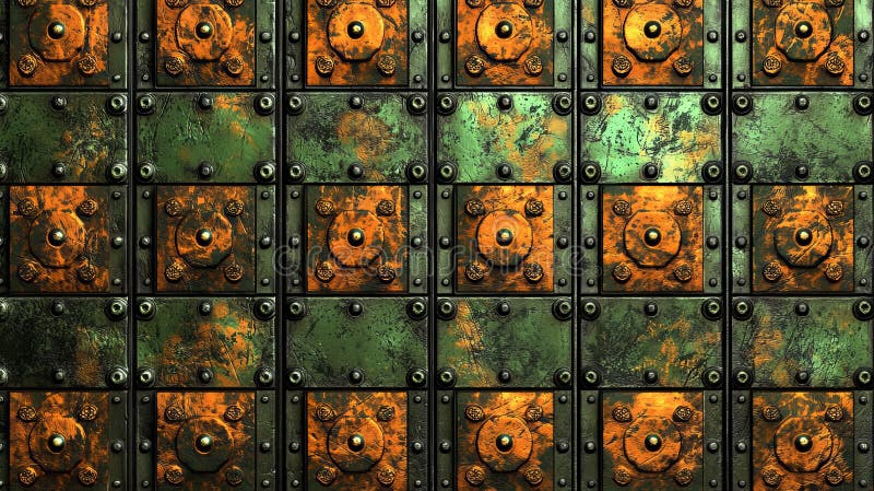 This Geometric Pattern Features Rusty and Green Hues. Stock Image ...