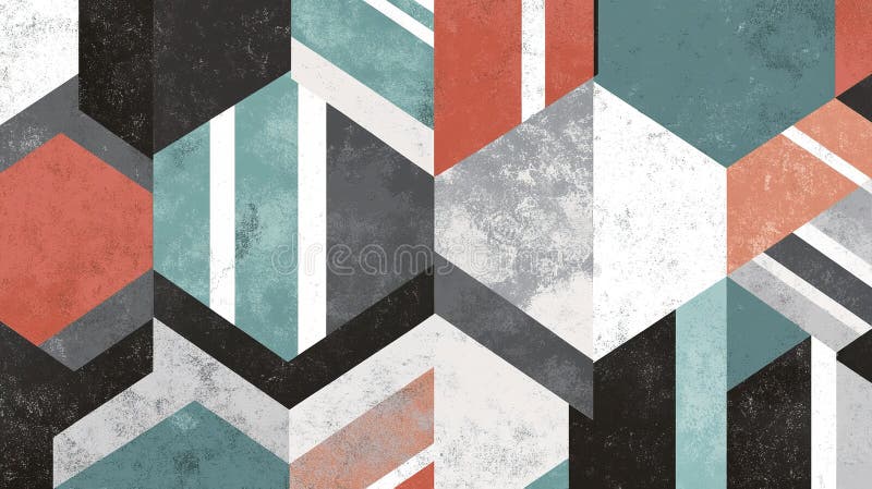 Geometric Pattern Featuring Colorful Hexagons and Rectangles in a ...
