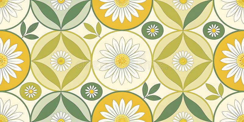Seamless Geometric Daisy Abstract Floral Pattern Design. Stock ...