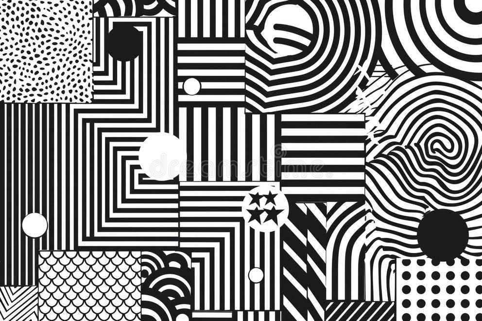 A Geometric Pattern Featuring Interconnected Circles and Stars in Black ...