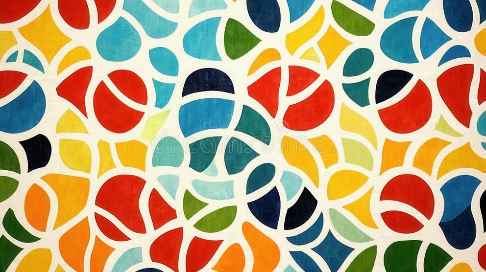 Geometric Pattern Featuring Interlocking Circles in Bold Primary Colors ...