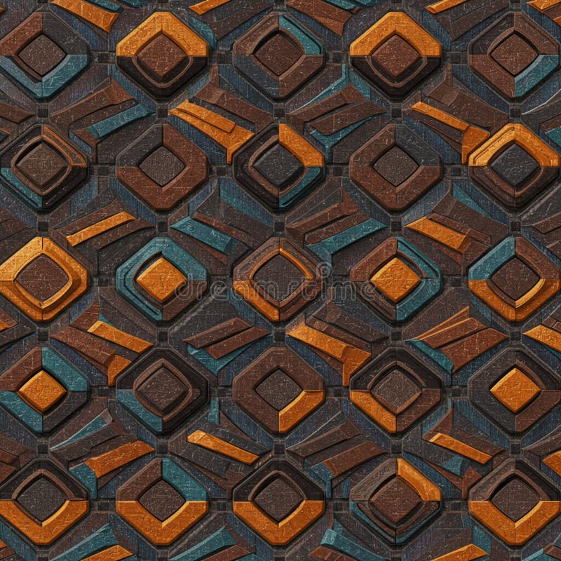 Geometric Pattern Featuring Interlocking Diamond Shapes in Earthy Tones ...