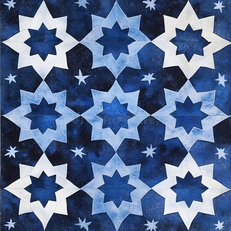 A Geometric Pattern Featuring Interlocking Star Shapes in Varying ...