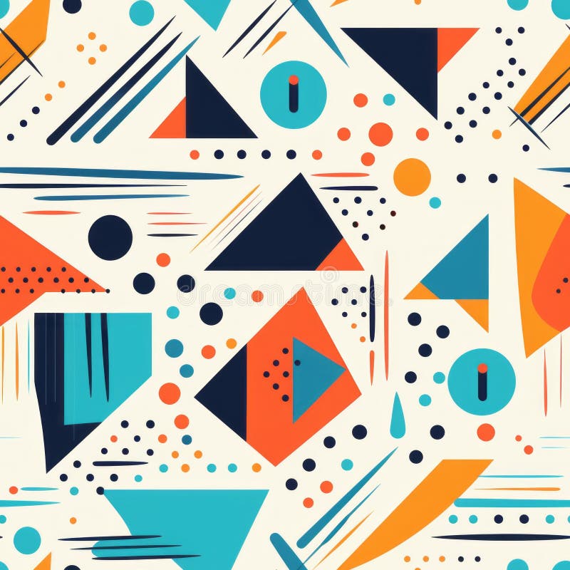 Dynamic Geometric Pattern: Bold Shapes in Orange and Blue Stock ...