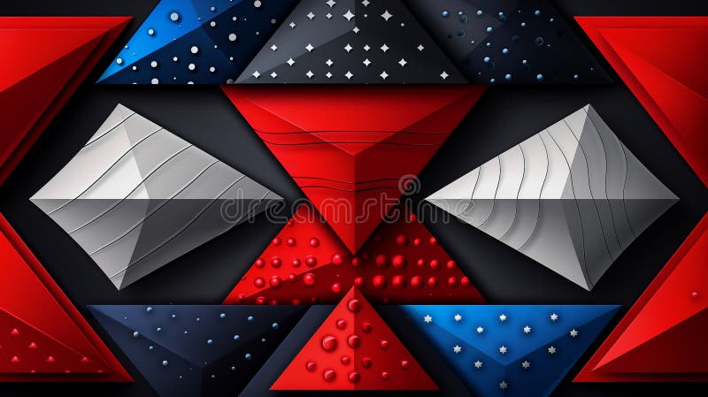 A Geometric Pattern Featuring Red, White, and Blue Triangles and ...