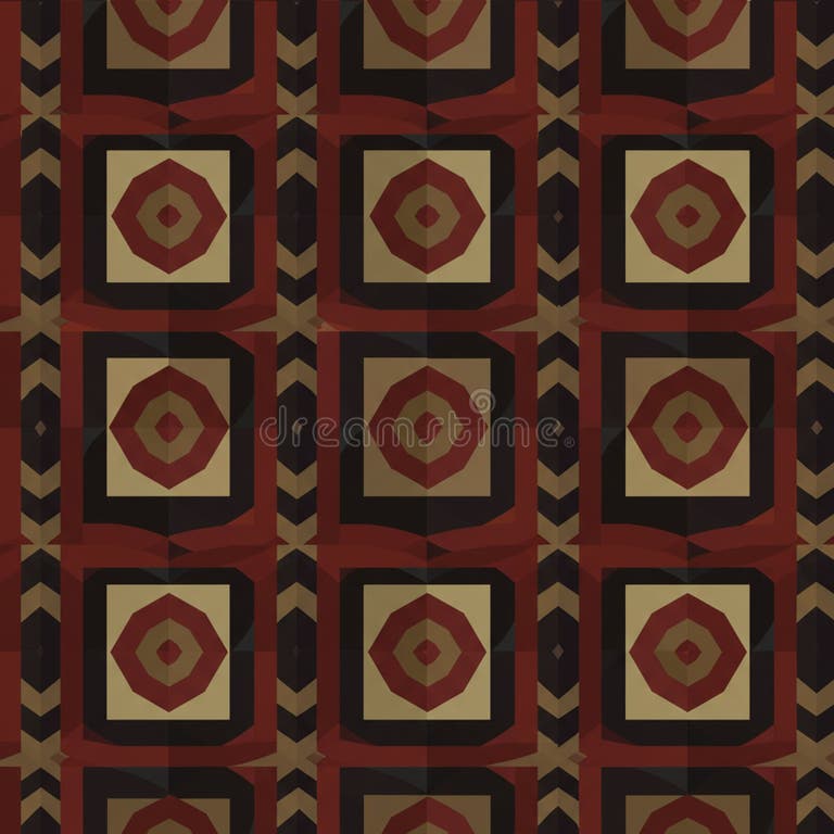 Geometric Pattern Featuring Squares with Concentric Circles at the ...