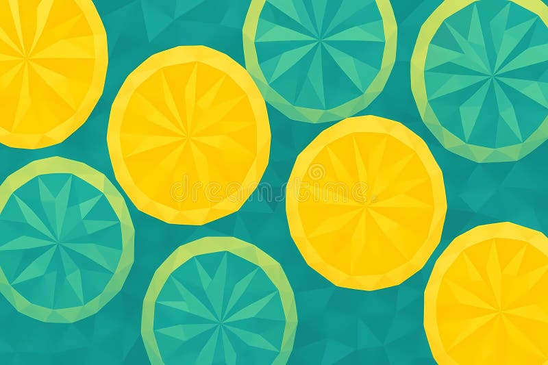 Low - Poly Style Colorful Lemon Slice Patterns, Showcasing Angular ...