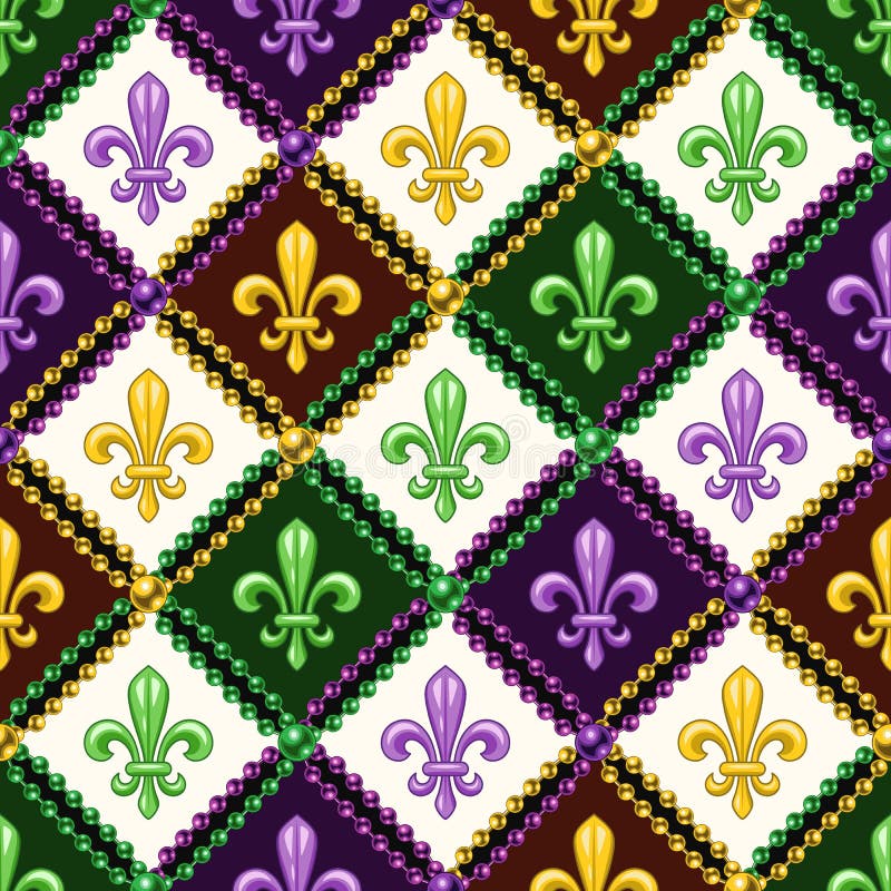 Geometric Pattern with Fleur De Lis Symbol. Diagonal Square Grid Stock ...