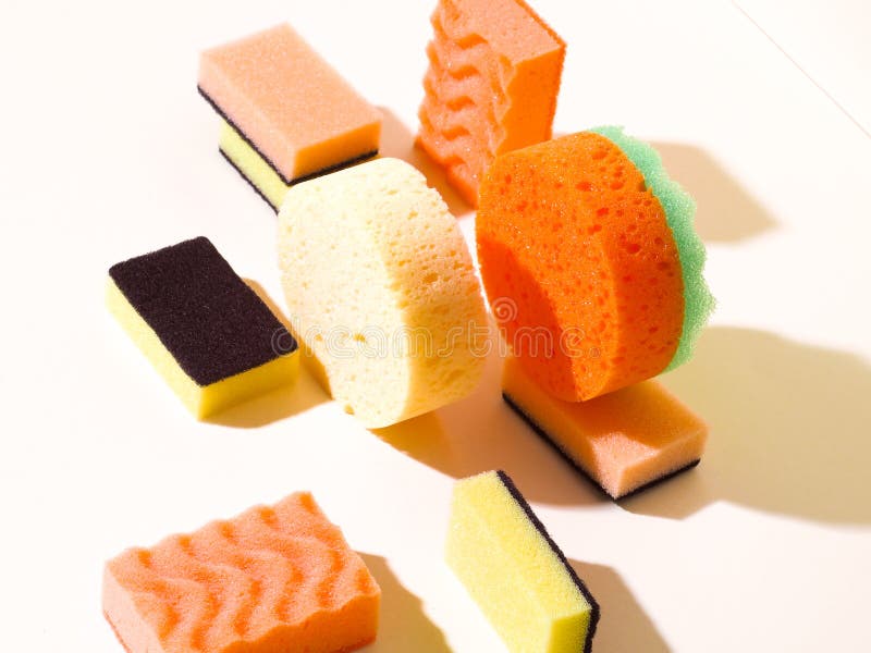 Geometric Pattern with Foam Rubber Sponges. Yellow Background. Abstract ...