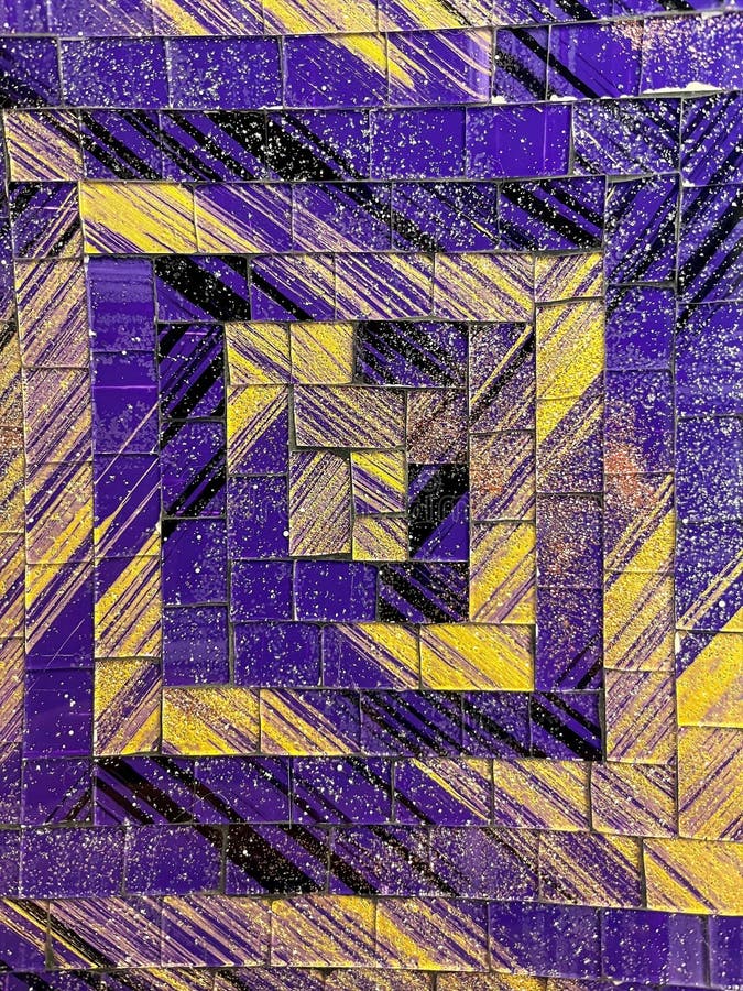 Yellow and Purple Glass Tiles in Geometric Pattern Stock Image - Image ...