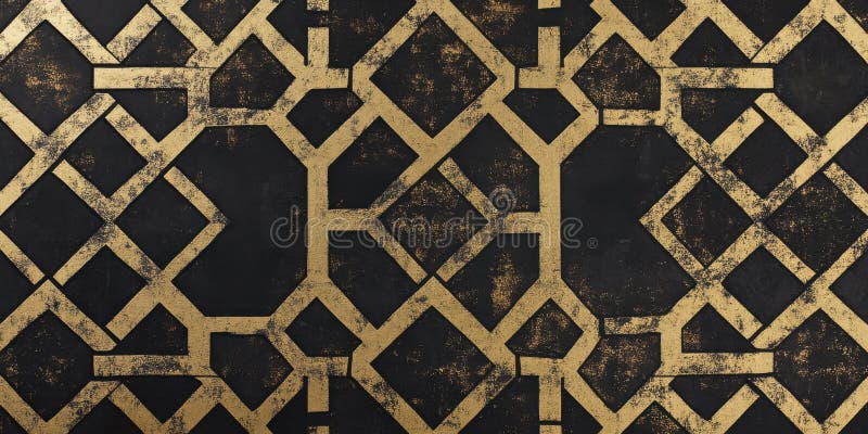 Geometric Pattern with Gold and Black Interlocking Shapes Stock Image ...