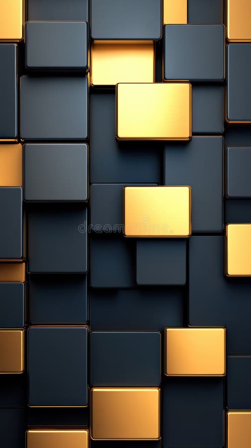 Geometric Pattern with Gold and Black Rectangular Blocks Creating a ...