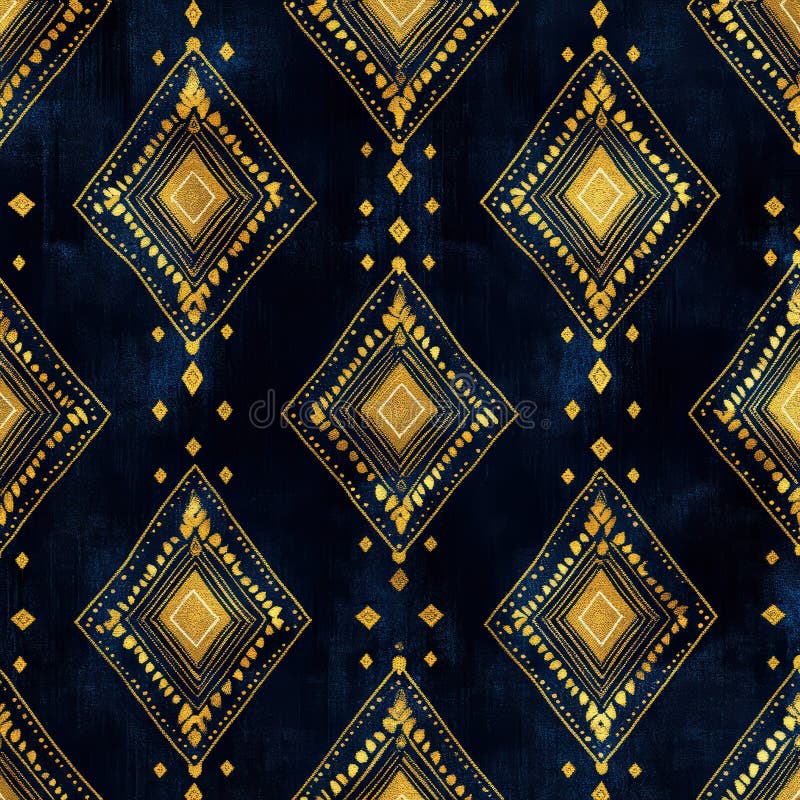 Geometric Pattern with Gold Diamonds on Dark Background Texture Stock ...
