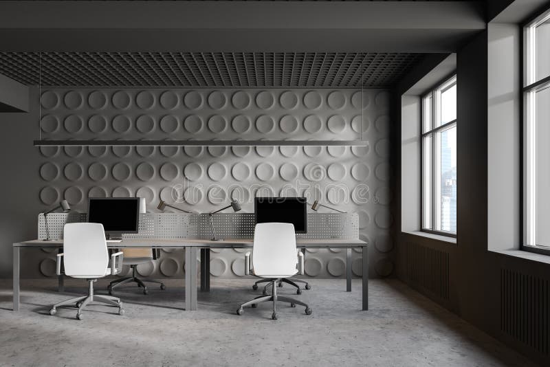 Geometric Office Interior Green Reception Stock Illustration ...