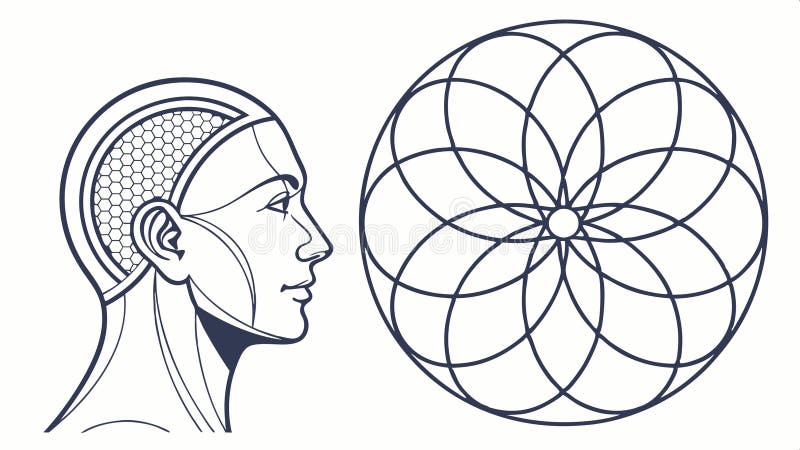 Human Head Profile with Geometric Pattern, Abstract Portrait Vector ...