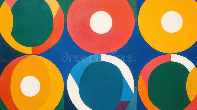 Geometric Pattern of Interlocking Circles with Bold Colors Creating a ...