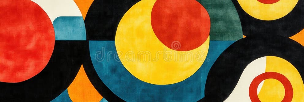 Geometric Pattern of Interlocking Circles in Bold Primary Colors with ...
