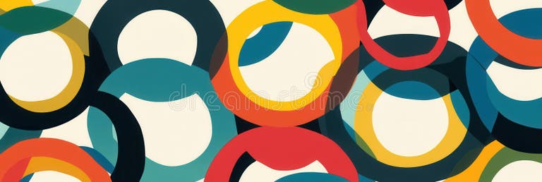 Geometric Pattern of Interlocking Circles Featuring Bold Primary Colors ...