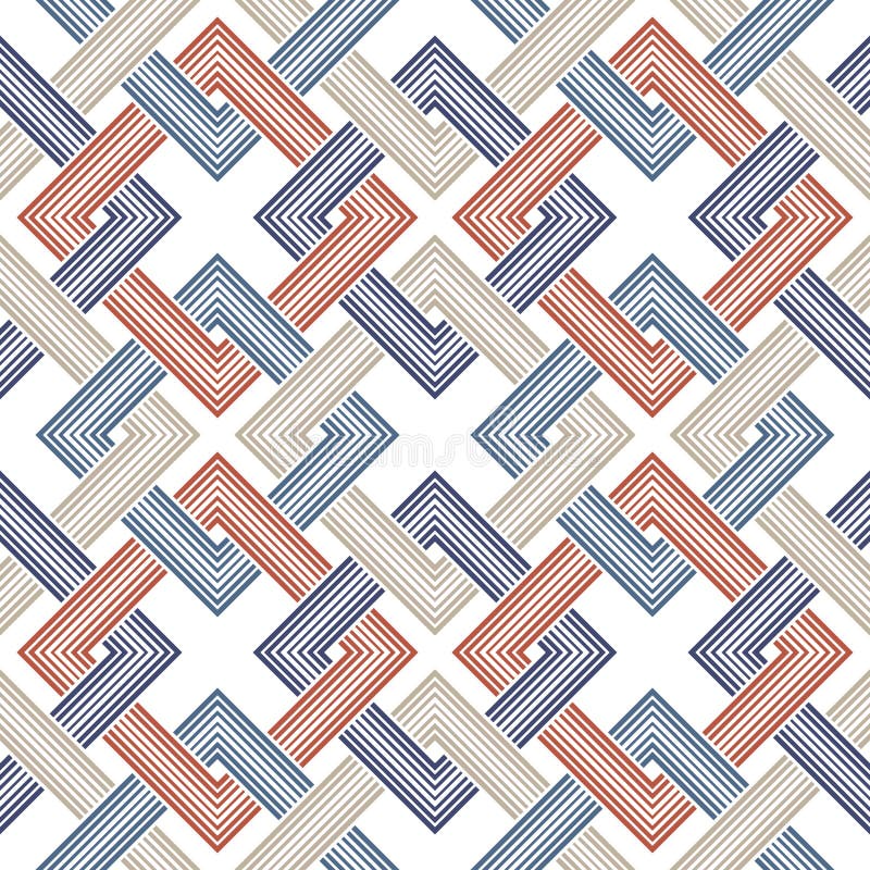 Geometric Pattern with Interlocking Striped Squares on a White ...