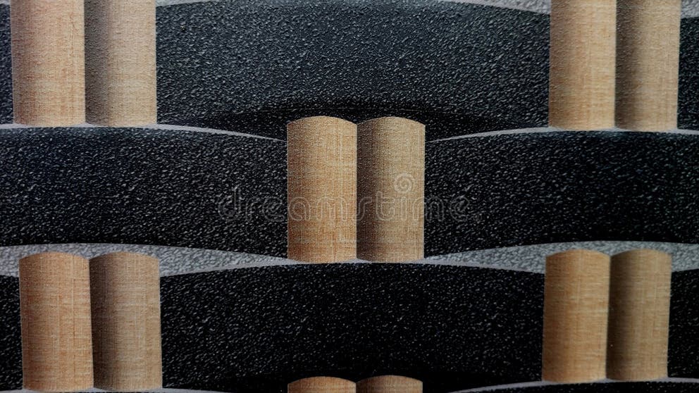 A Geometric Pattern with Light Brown Vertical Cylinders on a Textured ...