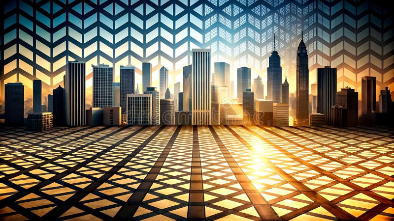 A Geometric Pattern of Light and Shadow on a Cityscape Generative AI ...