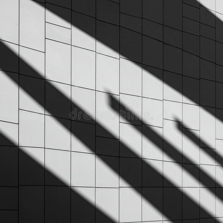 A Geometric Pattern of Light and Shadow on a Tiled Wall, Creating an ...