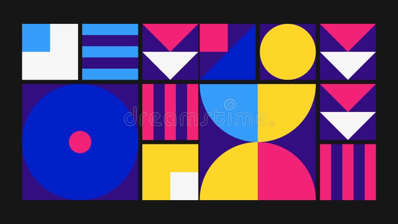 Geometric Pattern Loop. Circles, Squares Animation. Modernist Abstract ...