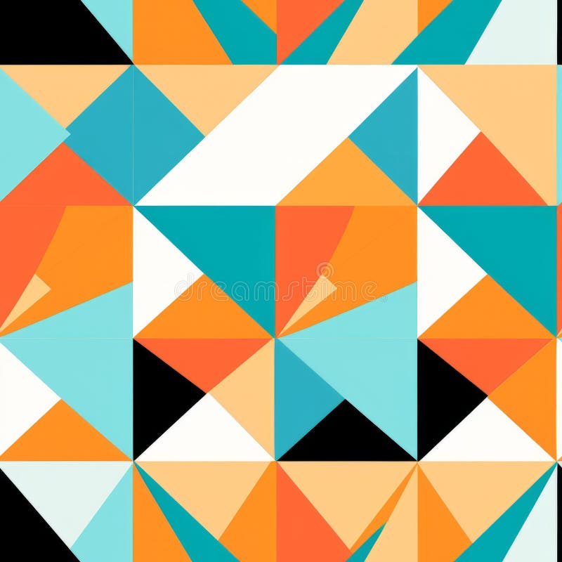 Geometric Pattern: Mid-century Illustration with Vibrant Colors Stock ...
